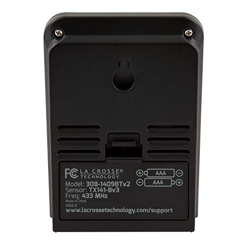 La Crosse Technology 308-1409BT-CBP Wireless Temperature & Humidity Station with Time , Black