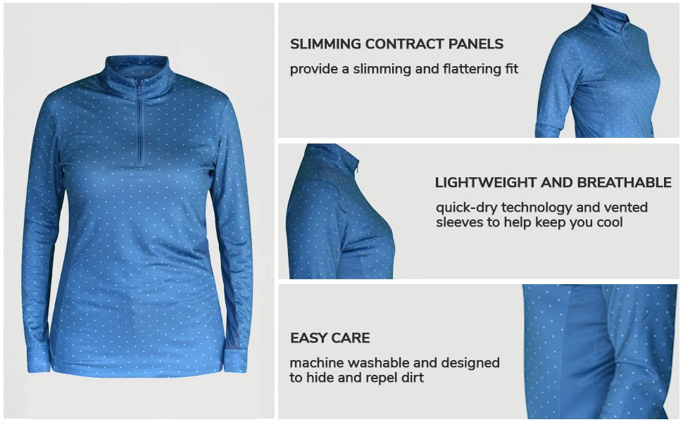 Equestrian Baselayer Long Sleeved Women's Horse Riding Sun Shirt (as1, Alpha, m, Regular, Regular, Plum Roses)