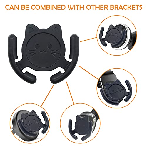 HOMEFOX Multi-Surface Holder Car Mount 3 Pack Compatible for Popsocket Holder Grips Hand-Free Device Support Accessories Home Office Desk Wall Mount Cute Cat with Strong Adhesive Sticky Gel Pad, Black