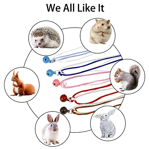 Toysructin 5Pcs Hamster Harness Leash with Bell, Adjustable Small Animal Training Traction Rope, Colorful Rat Leash Lead Mini Pet Walking Running Ropes for Hamster, Rat, Ferret, Mouse, Squirrels