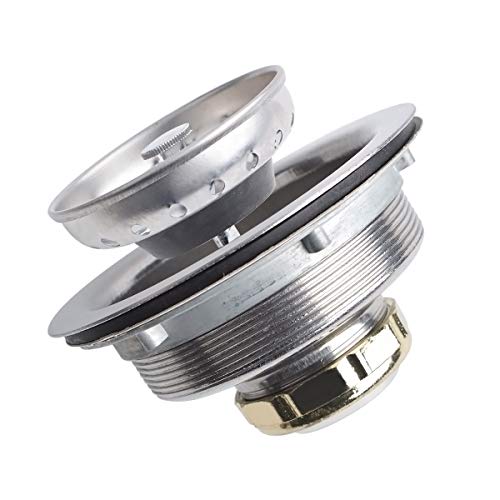 Hydro Master Kitchen Sink Basket Strainer Standard Drains(3-1/2 Inch),Durable Stainless Steel with Rubber Stopper for Kitchen Sinks