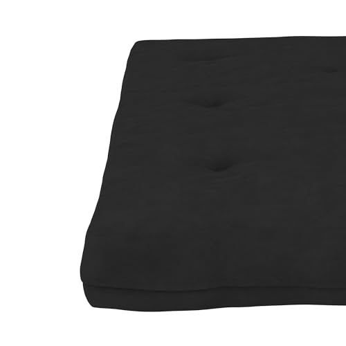 DHP Eve 8 Inch Thermobonded High Density Polyester Fill Futon Mattress, 8 in, Black
