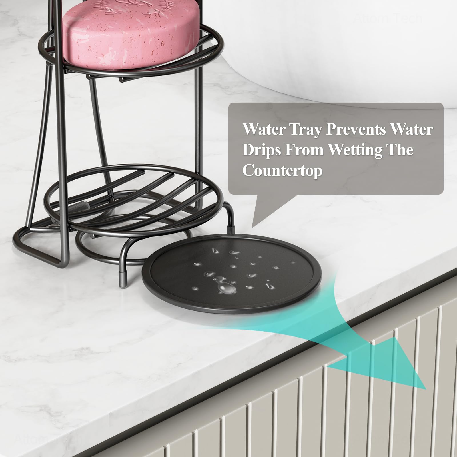 NiHome 2-Tier Soap Holder with Efficient Drainage, Shampoo Bar Holder, Bar Soap Holder for Shower, Shower Soap Holder with Durable Rust-Free Finish (Black)