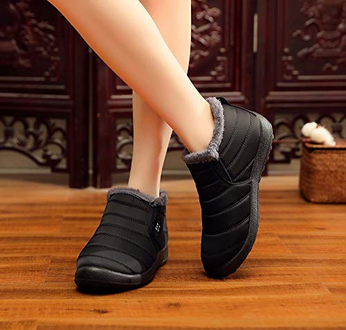 FASDNENDYS Winter Shoes with Fur Lined Warm Ankle Boots Color Boots Winter Keep Velvet Snow Boot Mens Womens Snow Boots Black