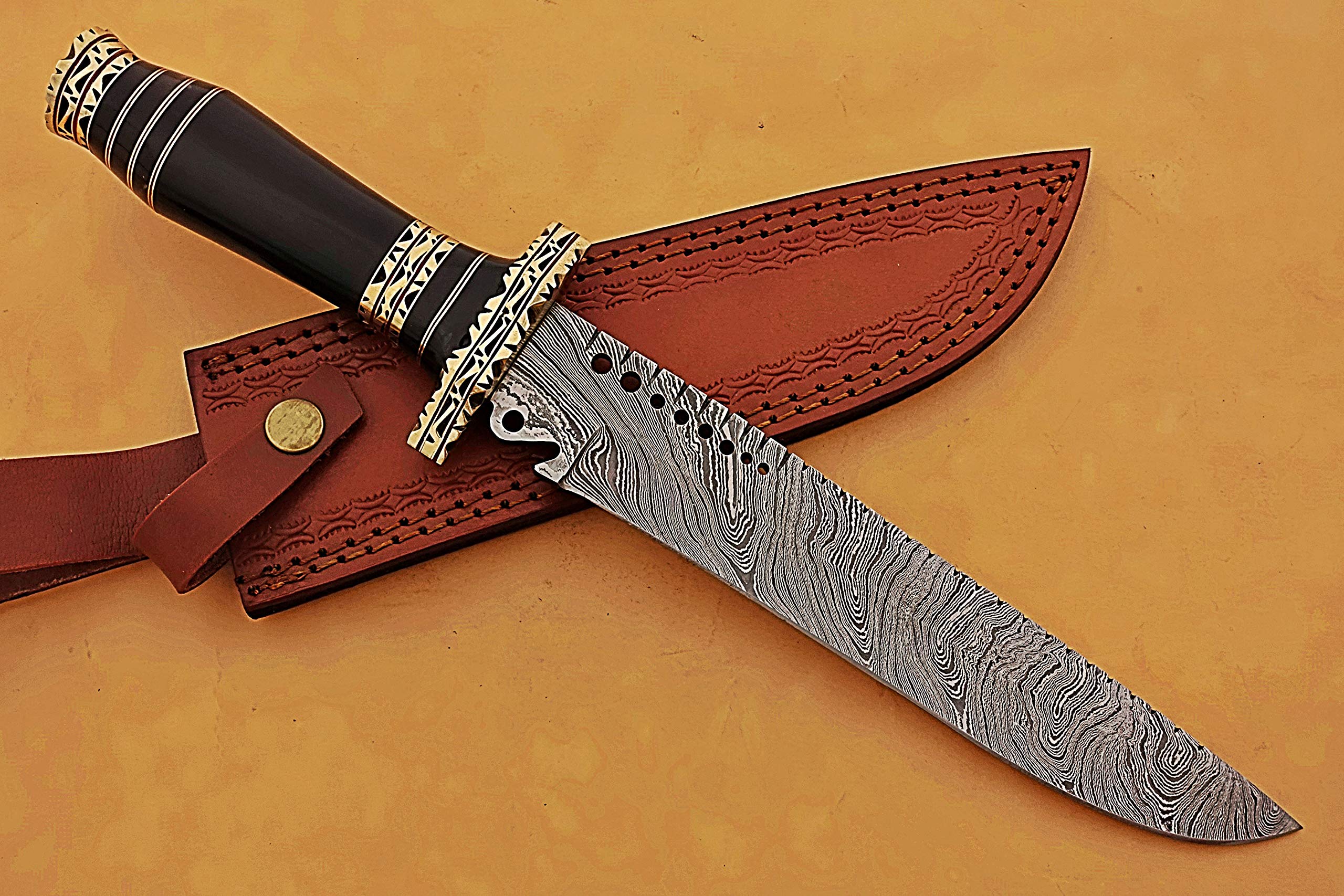 Custom Handmade Damascus Steel Hunting Knife / Bowie Knife SS-17366 ( horn ) (black)