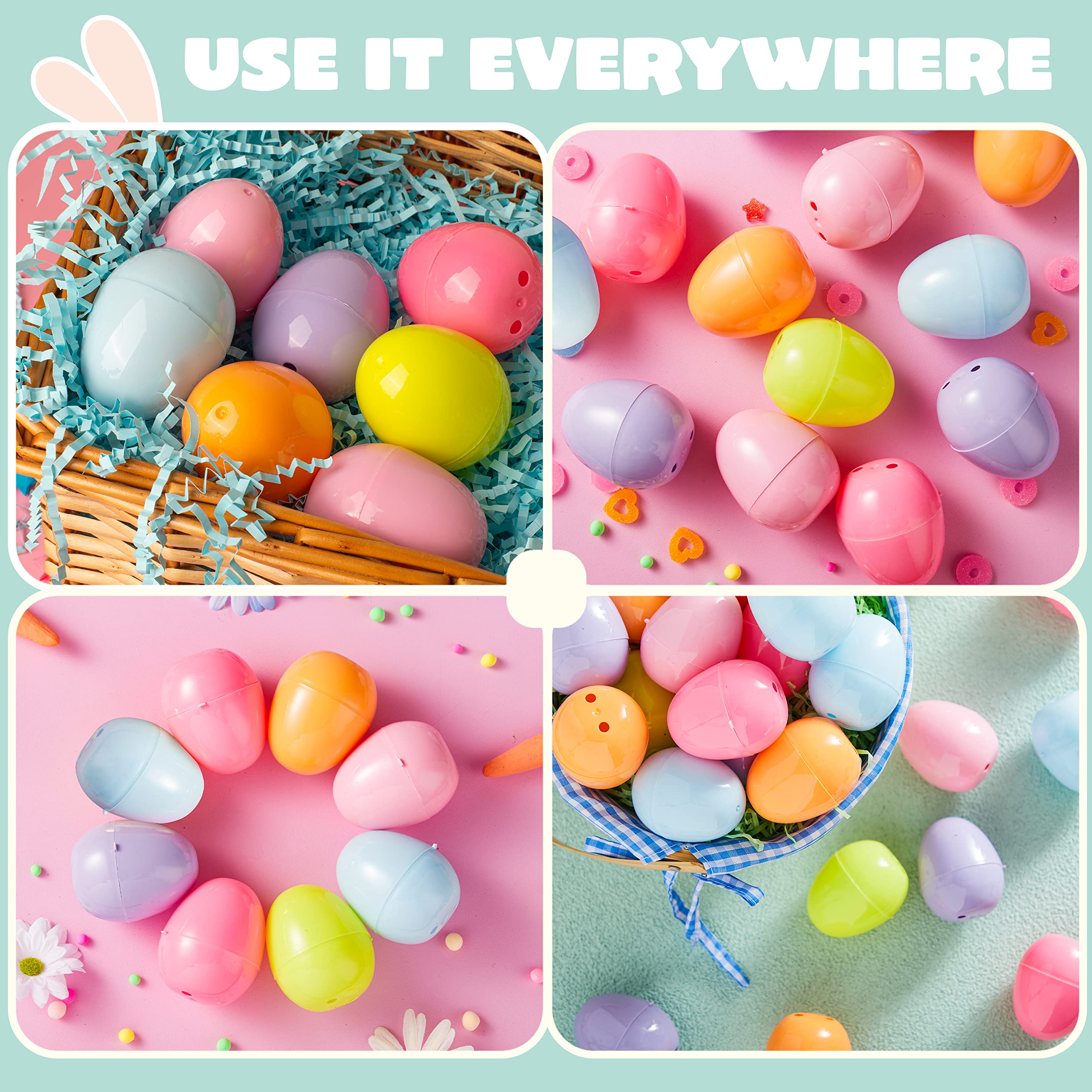 JOYIN 144PCS 2.3" Pastel Easter Eggs, Empty Easter Eggs Fillable, Colorful Bright Plastic Eggs Bulks for Easter Hunt, Filling Treats, Party Favor, Easter Basket Stuffers, Classroom Prize Supplies