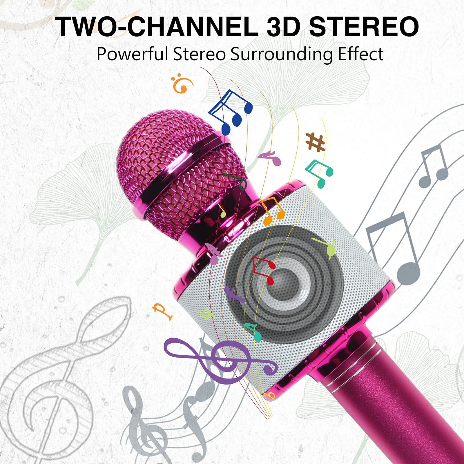 DREAM&GLAMOUR Karaoke Microphone for Kids,Bluetooth Wireless Microphone with LED Lights,Portable Handheld Karaoke Mic Speaker Machine for Girls Boys Adults(Pink)
