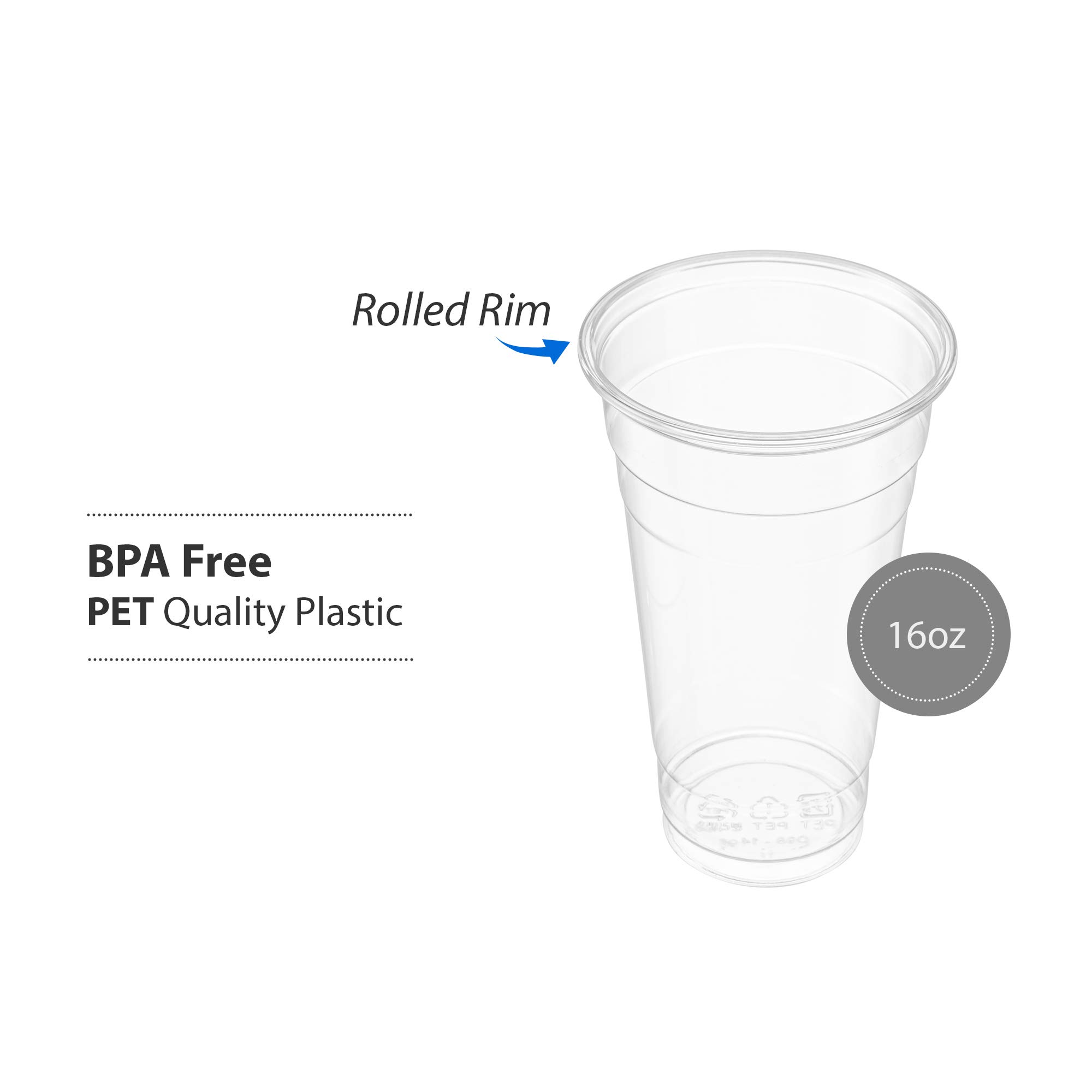 ELEGANT DISPOSABLES [100 Count] 16 Ounce Crystal Clear PET Cups for Iced Coffee, Cold Drinks, Slush, Smoothy's, Slurpee, Party's, Plastic Disposable Cups