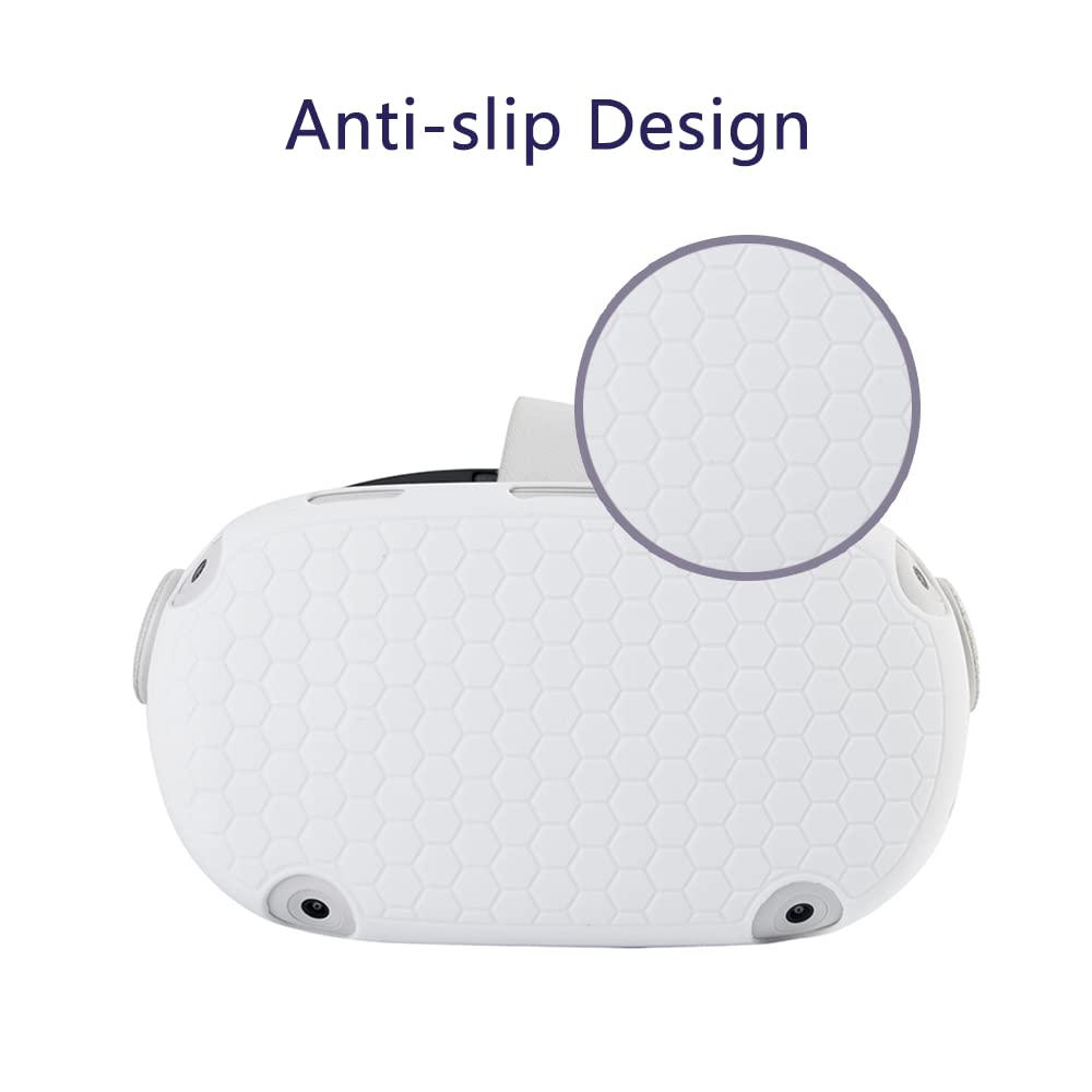 EYERZ VR Front Face Protector Cover for Oculus Quest 2, Light & Durable Silicone Cover Accessories, Heat Dissipation Anti Scratch Anti Dust Anti Shock (White)