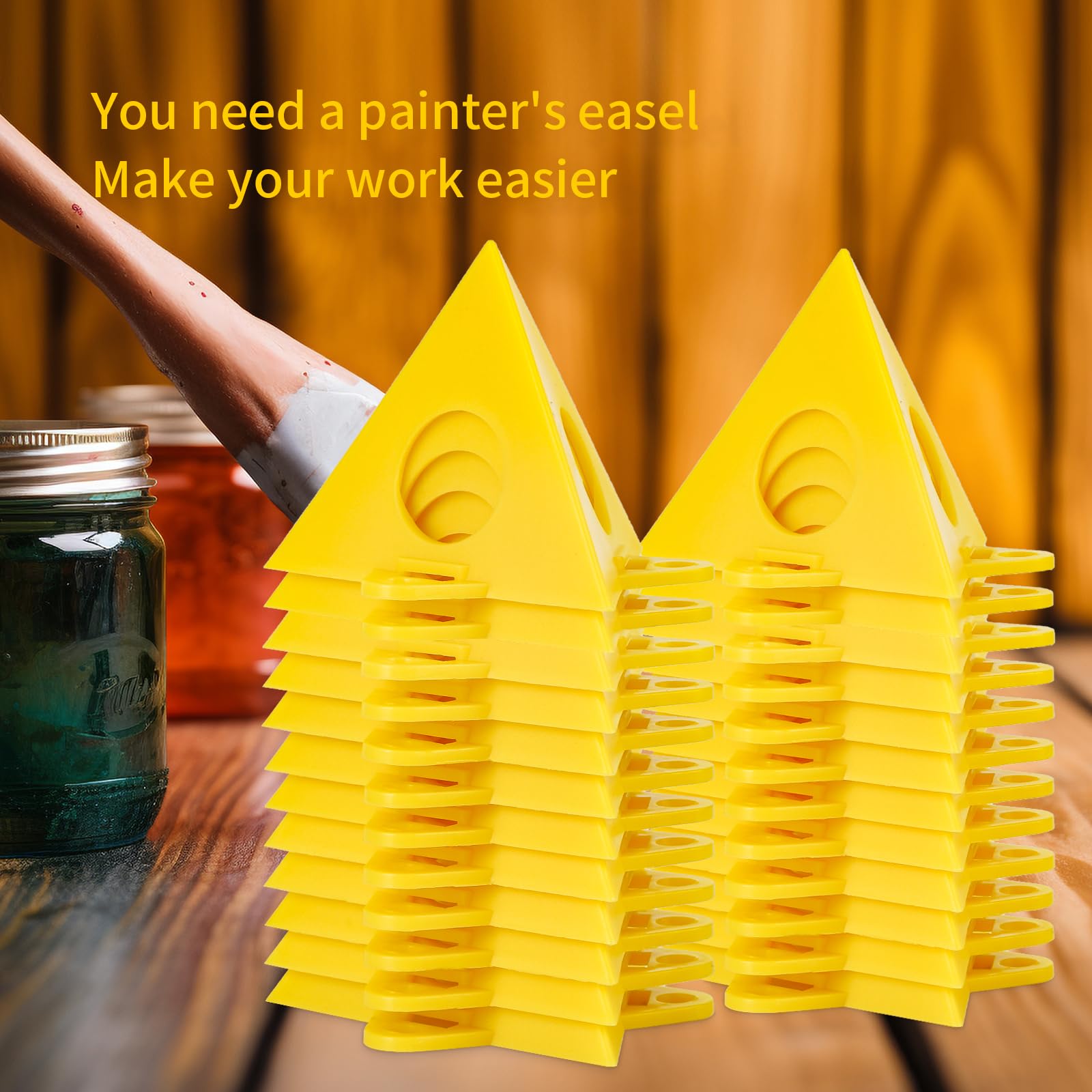 FDKJEJC 36pcs Paint Triangle Stands,Painters Pyramid Stands,Paint Stands for Painting,Mini Cone Paint Stands for Cabinet and Door Risers Support