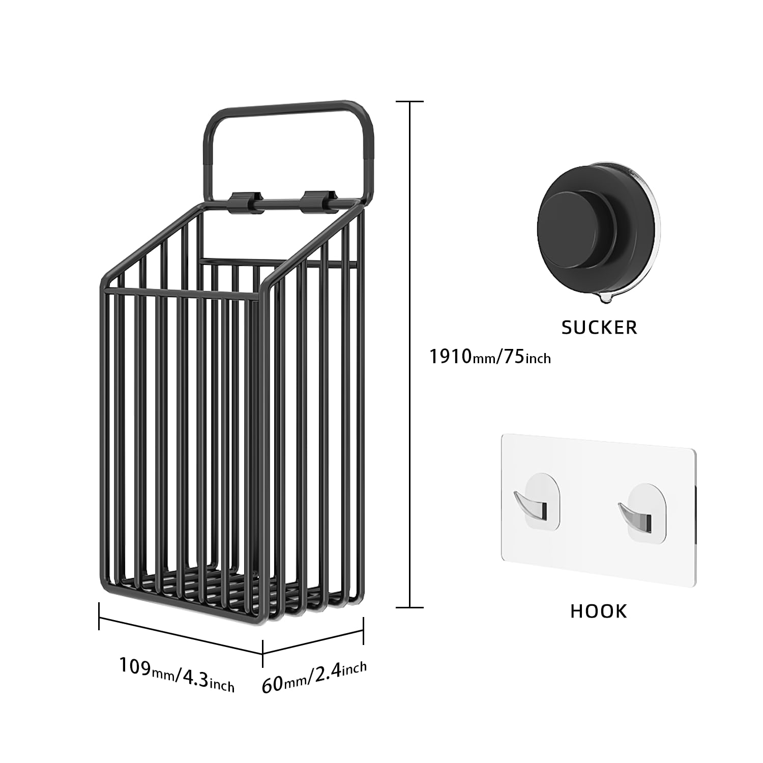 NiHome Hot Hair Tool Holder Basket, Versatile Storage for Curling Irons and Heat Tools with Suction Cup and Hook Installation, Sturdy Iron Multifunctional Use for Bathroom Countertop Organization