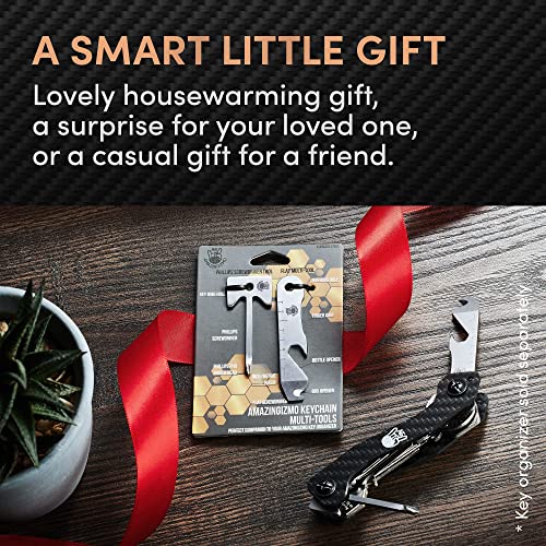 Key Holder & Key Organizer Keychain with matched Keychain multi-tool toolset by AmazinGizmo - House & Car Compact Black Multi Key Chain | Keyring Multitool | Screwdrivers | Bottle opener | Box Opener