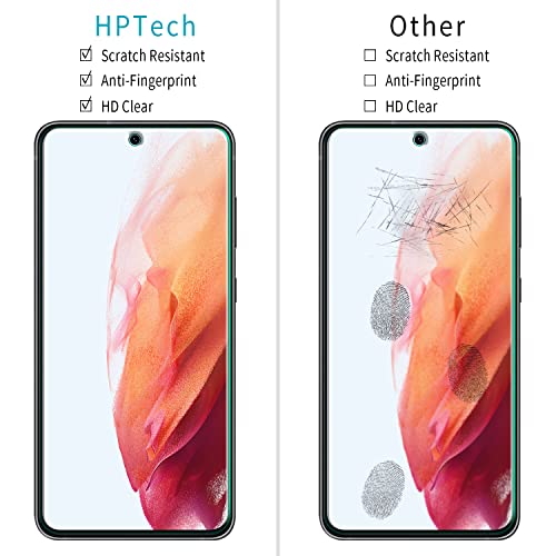 HPTech (2 Pack) Designed for Samsung Galaxy S21 FE 5G Tempered Glass Screen Protector, Support Fingerprint Reader, Anti Scratch, Bubble Free