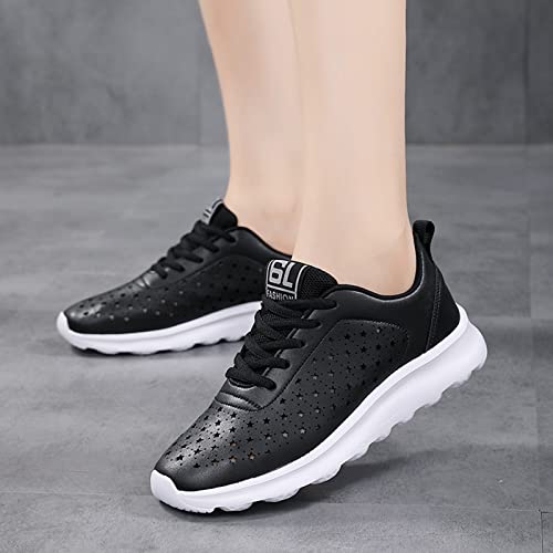 FASDNENDYS Women's Simple and Fashionable Hollow Round Head Solid Color Lightweight Breathable Soft Bottom So Shoes Kids Black