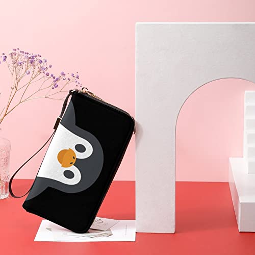 FunnyStar Penguin Women's Long RFID Hand Wallet Wristlet Clutch Purse PU Leather Handbag with Wrist Strap