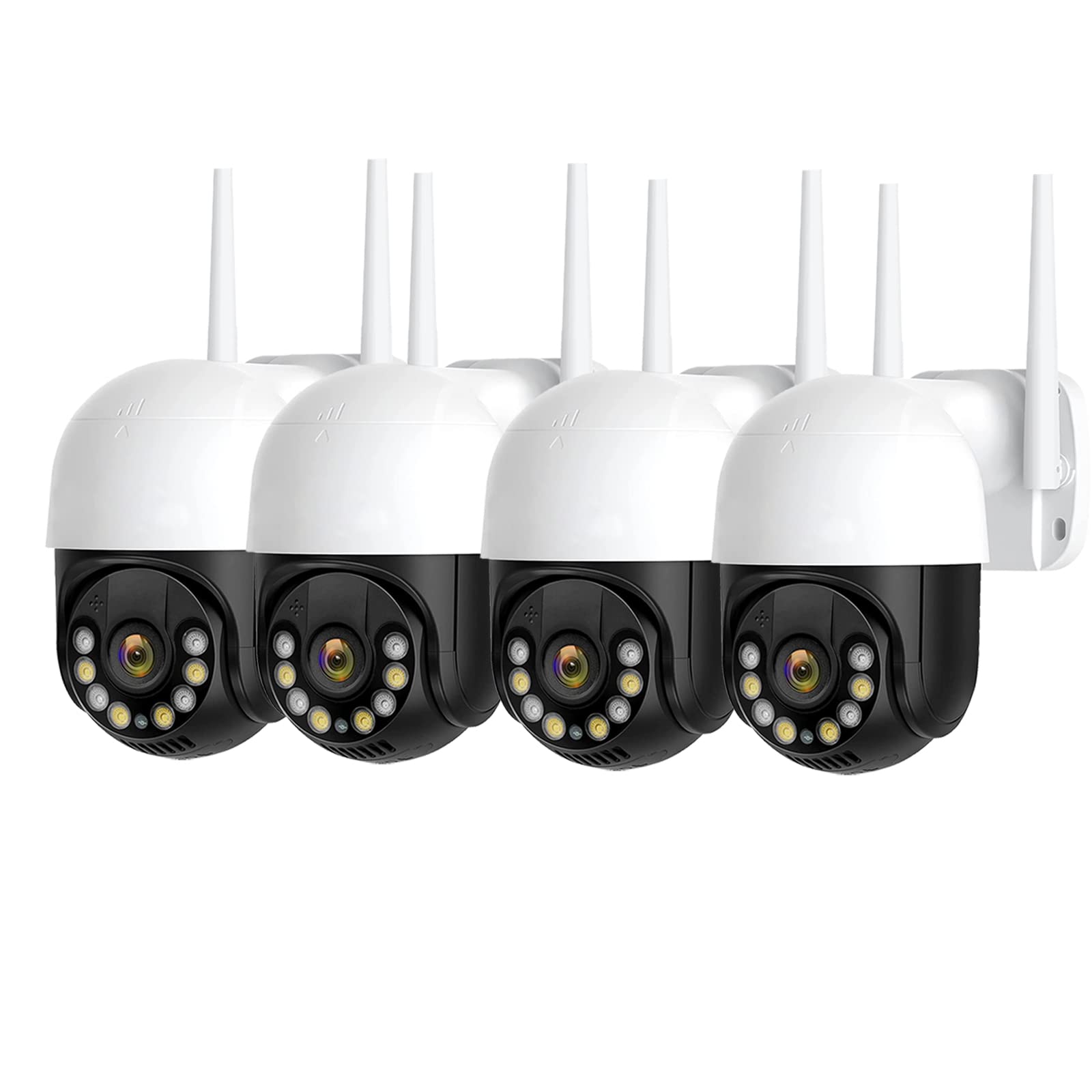 ELECCTV 2K 3MP Security Pan Tilt Wireless Outdoor Cam, WiFi Surveillance Camera with 360°View, Human AI Motion Tracking, 2 Way Audio, Waterproof, Color Night Vision, SD Card &Cloud Storage(4Pack)