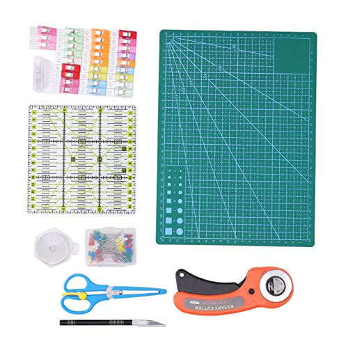 KUIDAMOS Rotary Cutter Set, Stainless Steel Replaceable Blade Fabric Cutter Set Practical Fine Workmanship for Card for Cloth for Cut Paper