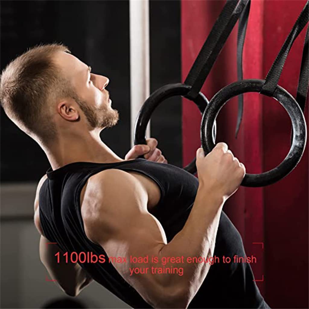 DHTDVD Gymnastics Rings Adjustable Buckle Workout Fitness Bodybuilding Pull-Ups Non-Slip Exercise Rings Gym Strength Training