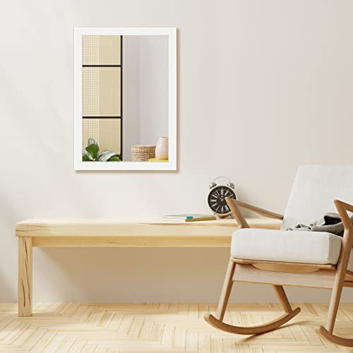 Ruomeng Rectangular Wall Mirror 20" x 28" for Bathroom, Bedroom, Entryway, Living Room, White