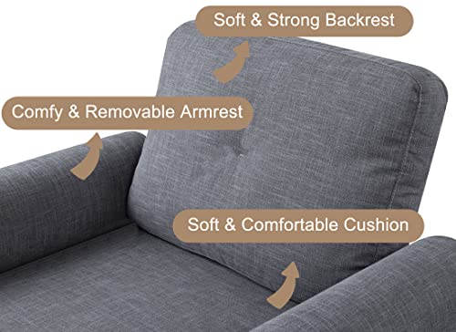 HOMERILLA Sectional Sofa, Modular Sofa, Modern Loveseat Living Room Seater Sofa with Armrest, Sleeper Bed Couch, Easy to Clean Sofa, L-Shape Sofa, 3-Seat Sofa, Dark Grey