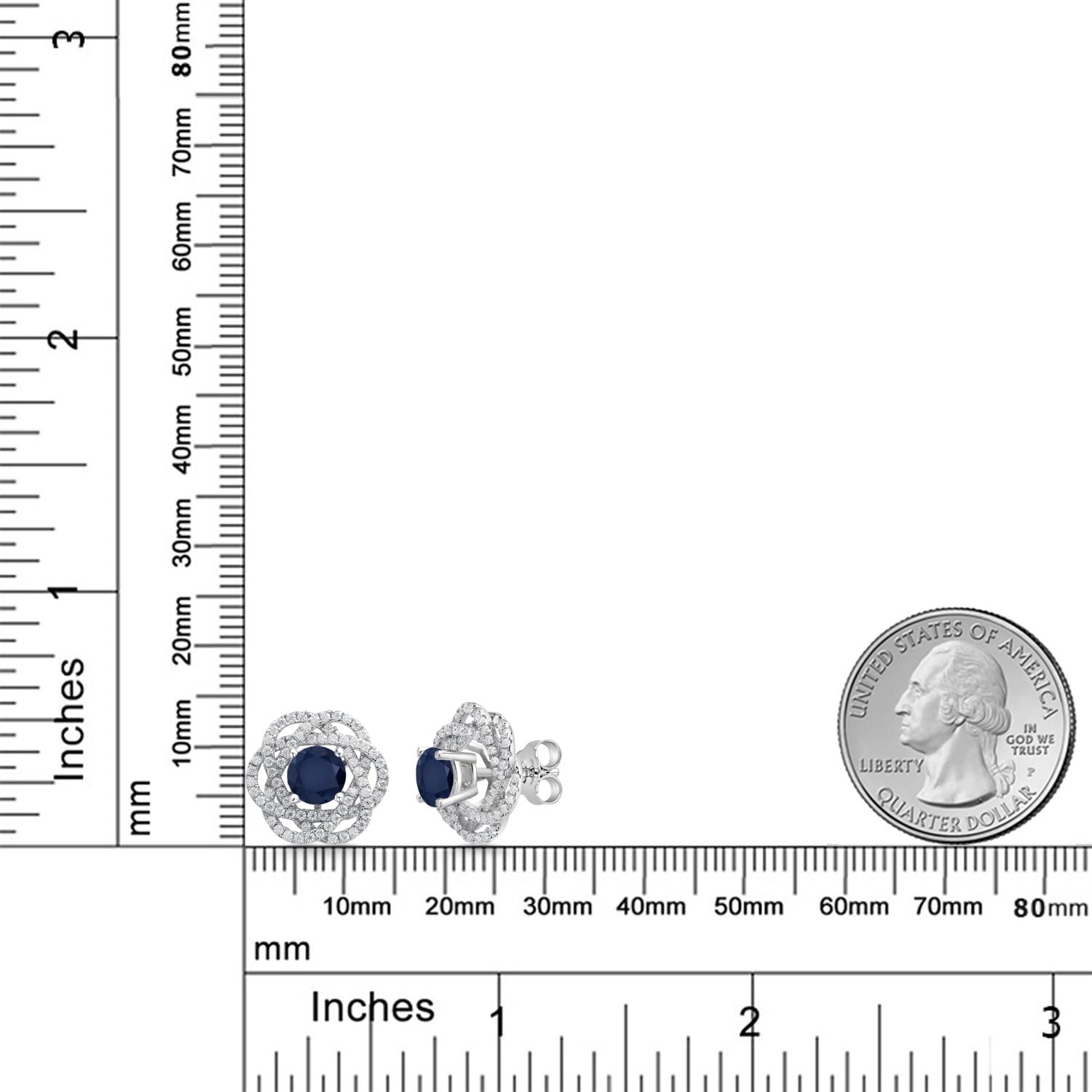 Gem Stone King 925 Sterling Silver Round 6MM Gemstone Birthstone Stud Earrings with White Moissanite Removable Earrings Jackets For Women