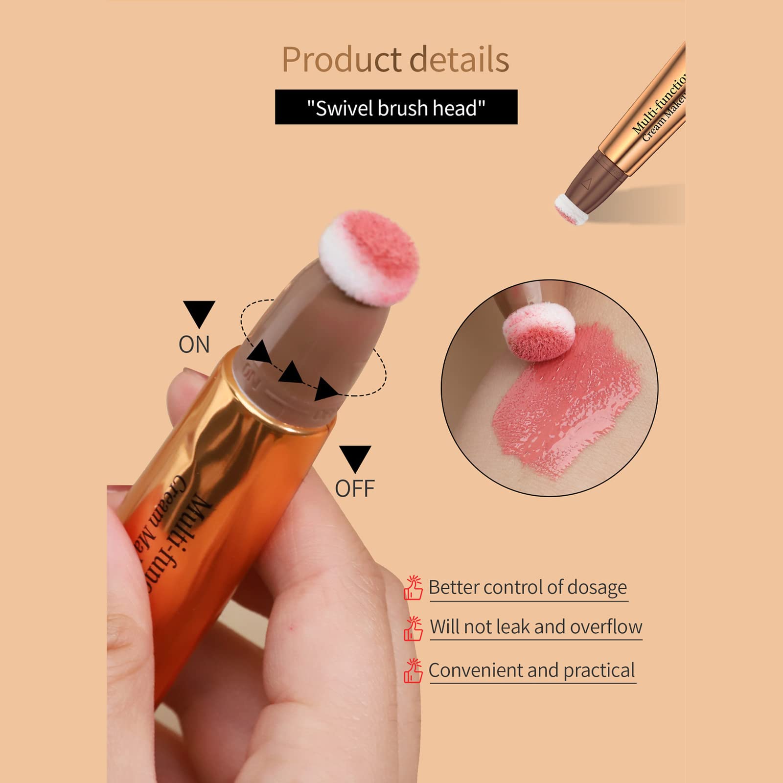 Domality 4pcs Bronzer Liquid Beauty Wand, Liquid Face Contour Highlighter Blush Stick with Cushion Applicator, Long Lasting Natural Matte/Shimmer Finish, Smooth Silky Makeup Stick for Face