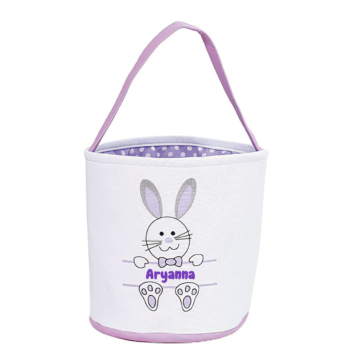 Molikyla Personalized Easter Basket Custom with Name for Boys Girls Kids Customized Easter Gifts Canvas Cotton Buckets, Blue, one size