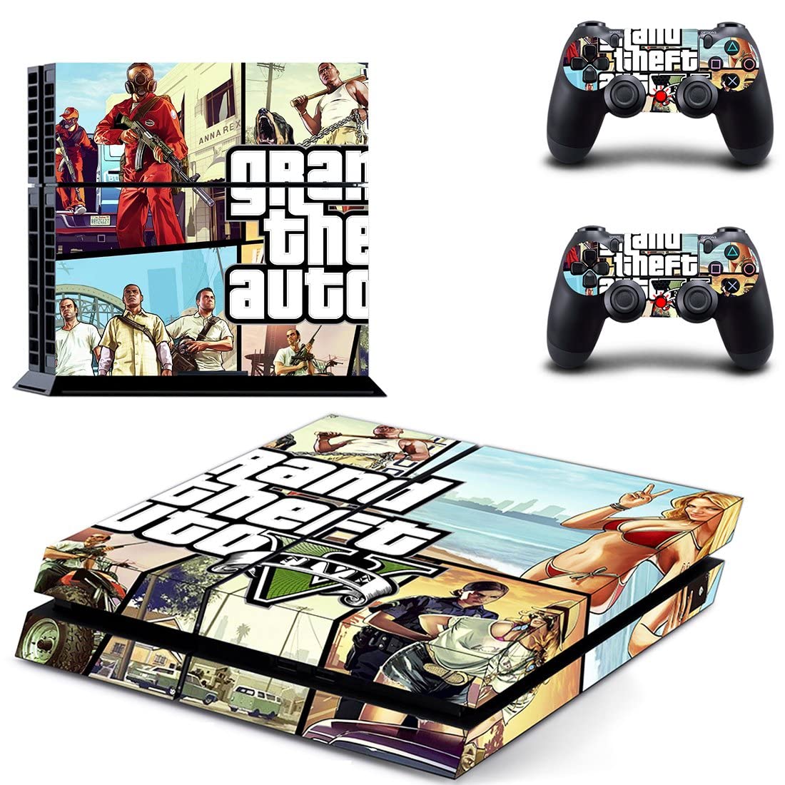 For PS4 SLIM - Game Grand GTA Theft And Auto PS4 or PS5 Skin Sticker For PlayStation 4 or 5 Console And Controllers Decal Vinyl DUC-5339