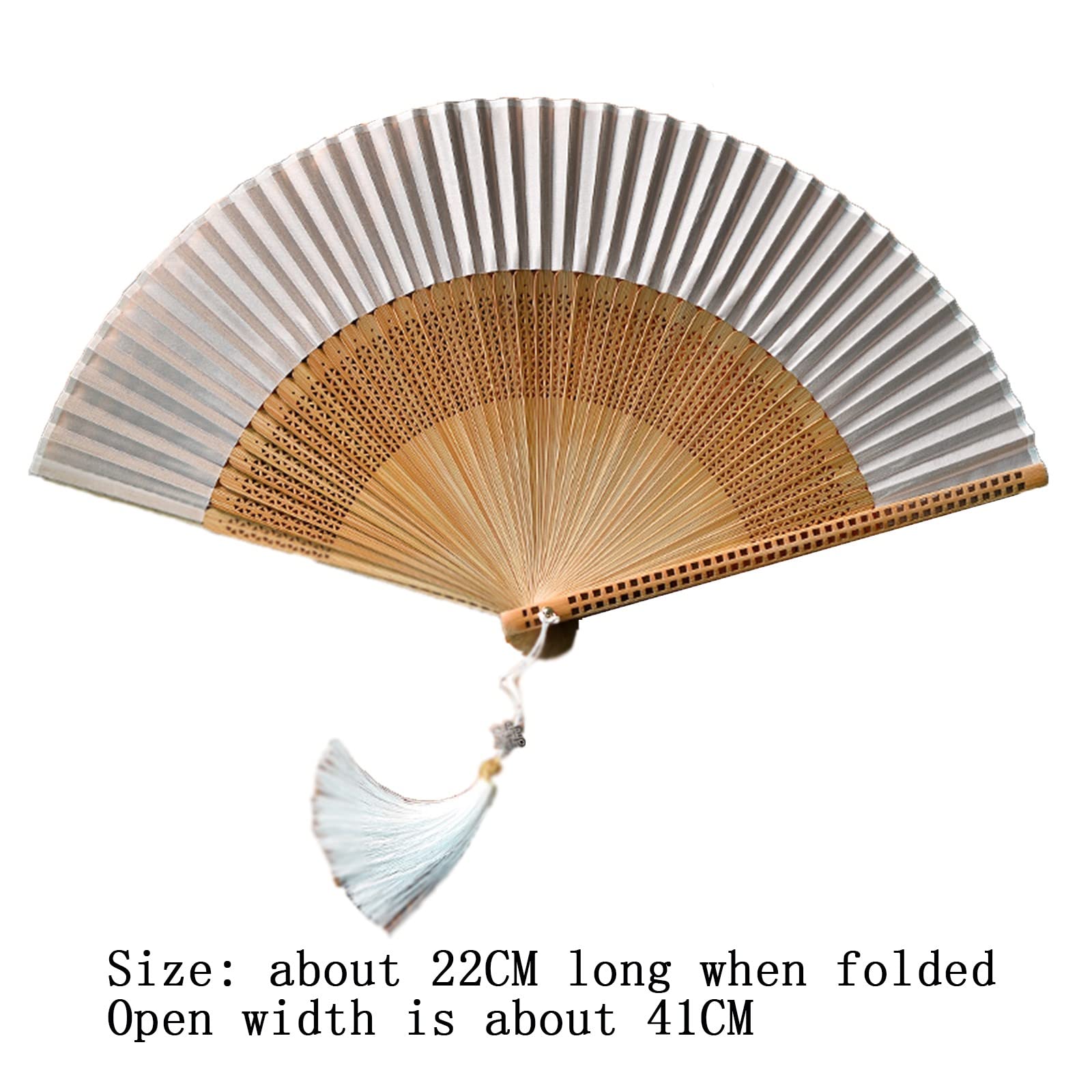 ERTUO Bamboo Hand Fan Classical Hollow Folding Fan Chinese Fan with Fringe, Men's Women's Wedding Gift