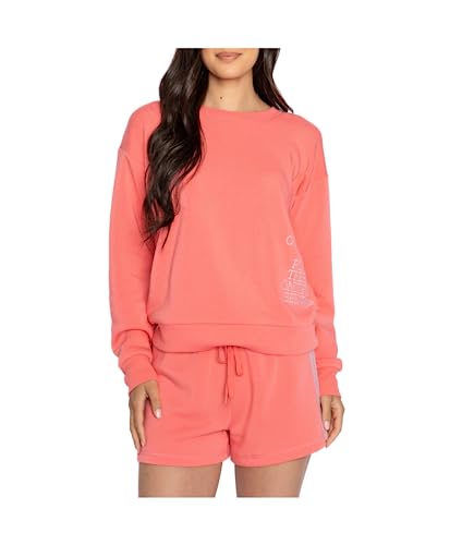 PJ SalvageThe Summer I Turned Pretty Embroidery Printed Sweatshirt and Bottom Short Lounge Pajama SetBubblegumLarge