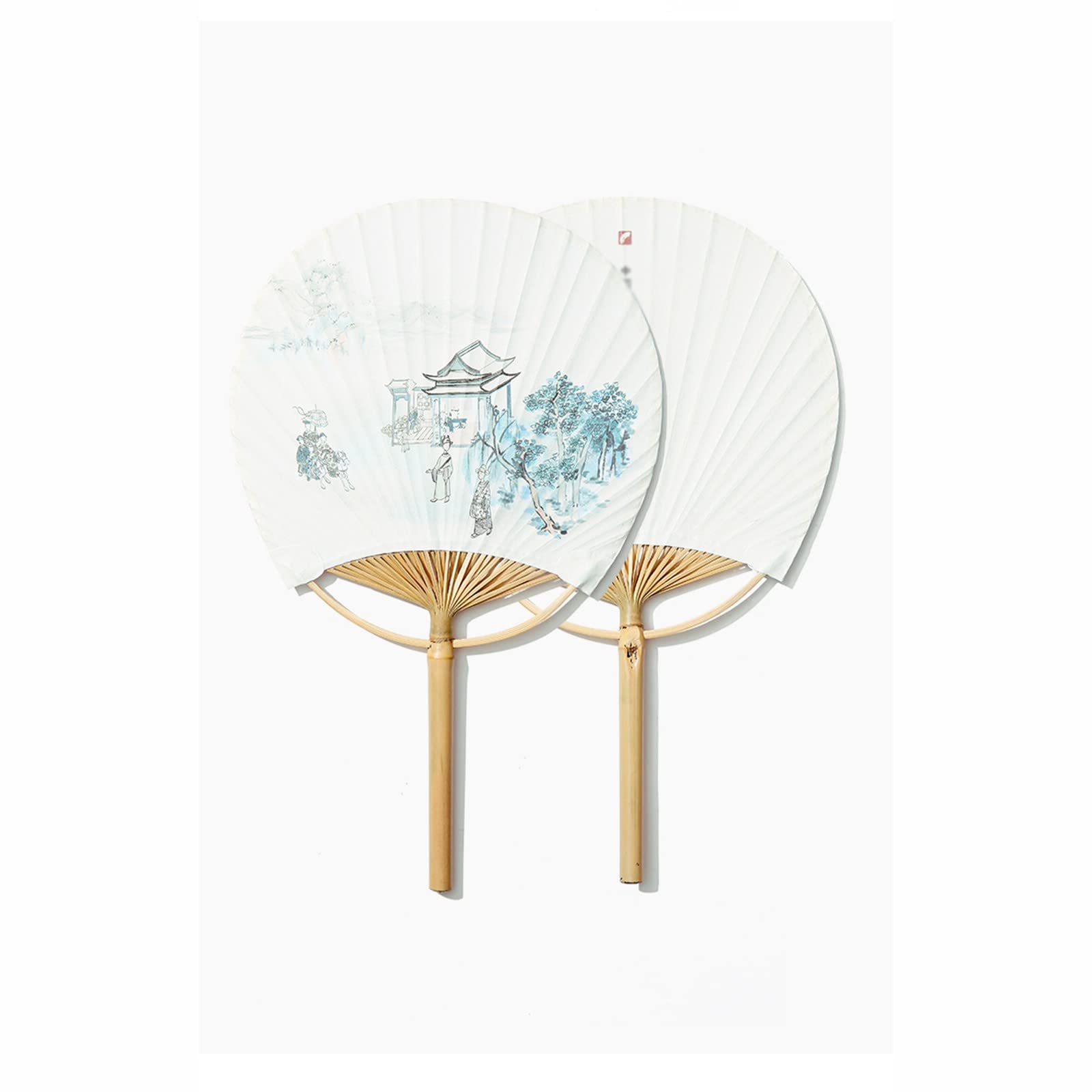 ERTUO Handmade Art Mini Small Group Fan Round Fan Summer Bamboo Fan Paper Round Hanfu Fan Literary Gift