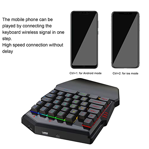 FECAMOS Gaming Half Keypad Mouse, Glowing Customized RGB Backlight One Hand Keyboard Mouse Combo for Tablets