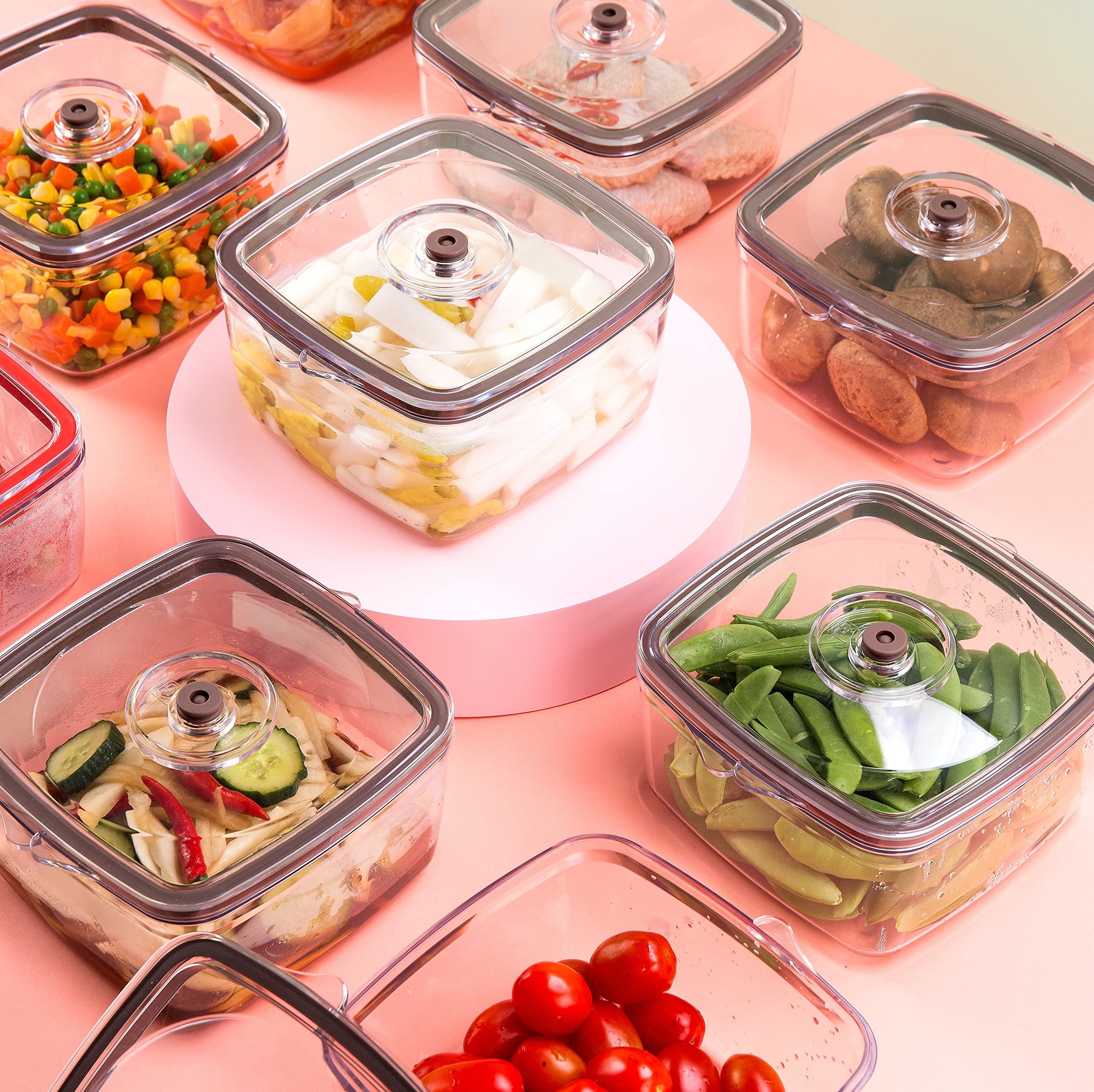 FEBEEK 2.8L Airtight Sealed Fresh-keeping Food storage Container with Vacuum Electric Pump for Meats, Pickles, Spices, Salads, Jams, BPA-Free
