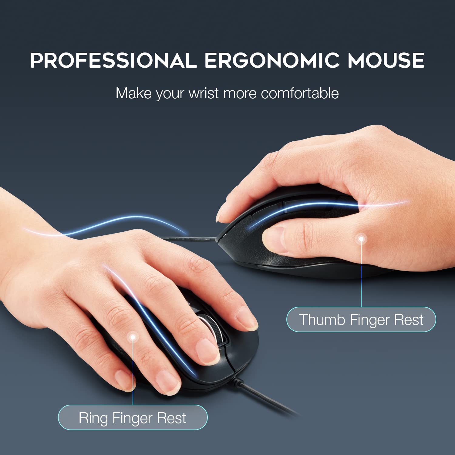 ELECOM USB Wired Mouse, Corded Mouse with Quiet, Silent Click, Ergonomic Design, 5 Button, for Windows and Mac, Medium Size (M-XGM10UBSBK-US)
