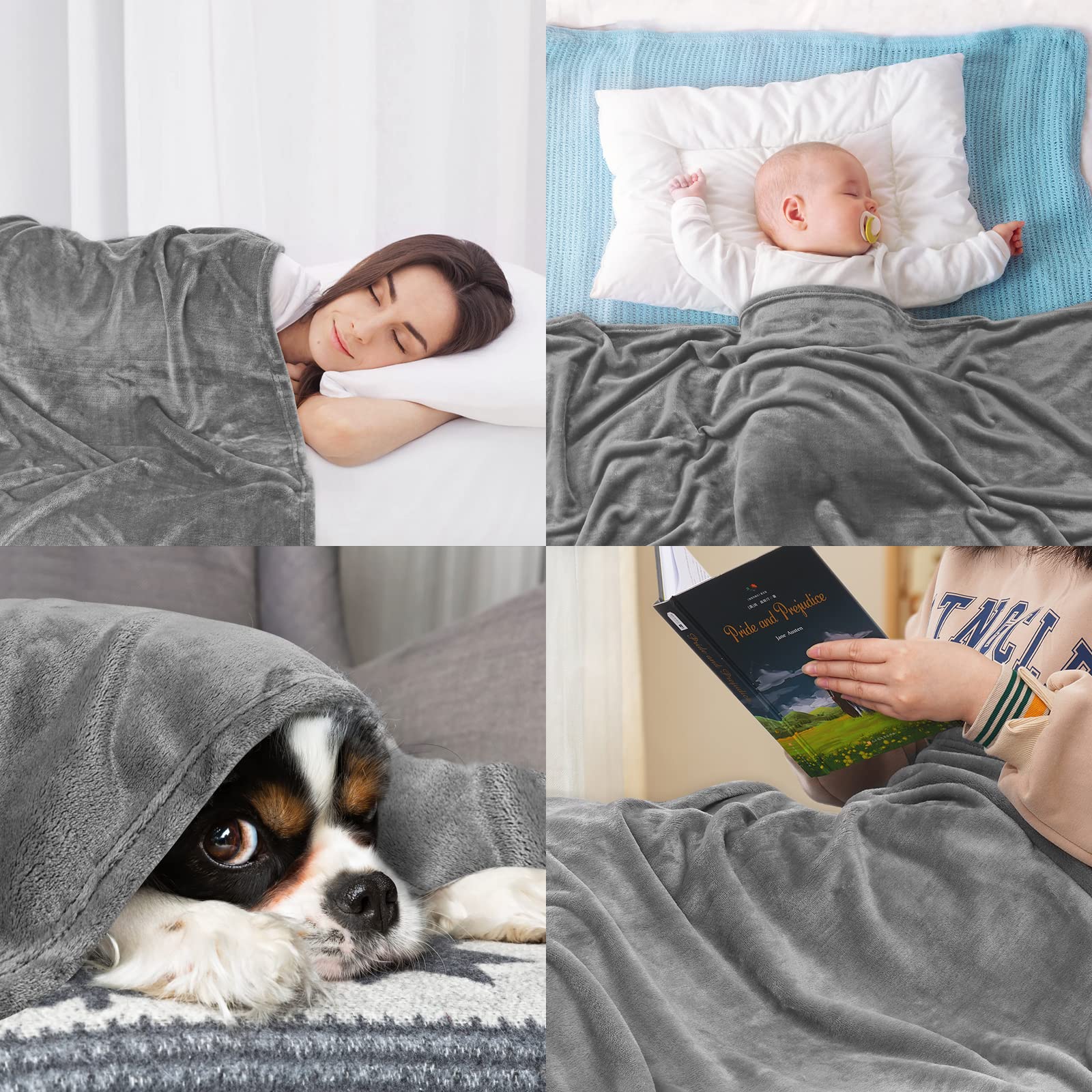 Dekoresyon Fleece Throw Blanket, Plush Fuzzy Bed Blanket Super Soft Lightweight Flannel Blankets for Couch Bed Sofa, (Grey, 50x60 Inches)