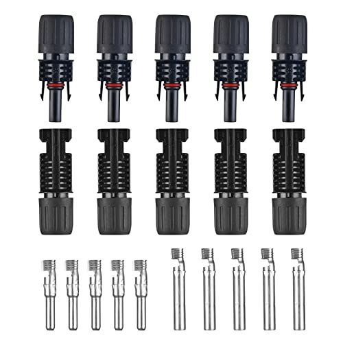 HQST 5 Pairs Solar Connectors Male/Female IP67 Waterproof Solar Panel Cable Connectors