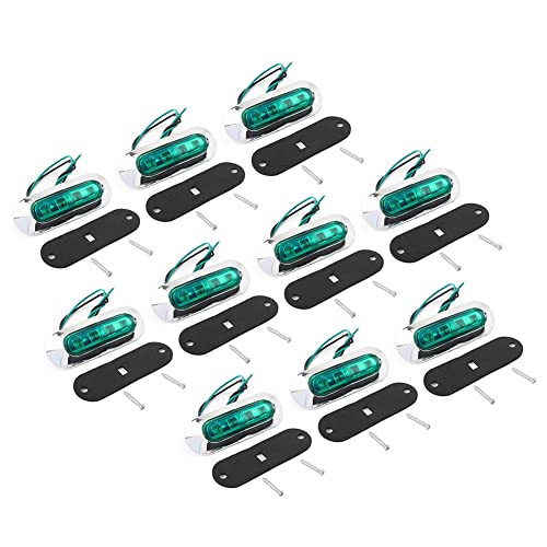 Lirun Motorcycle 10 Pcs Universal 4 LED Side Marker Clearance Light Green Lens For Truck Trailer Pickup SUV Caravan