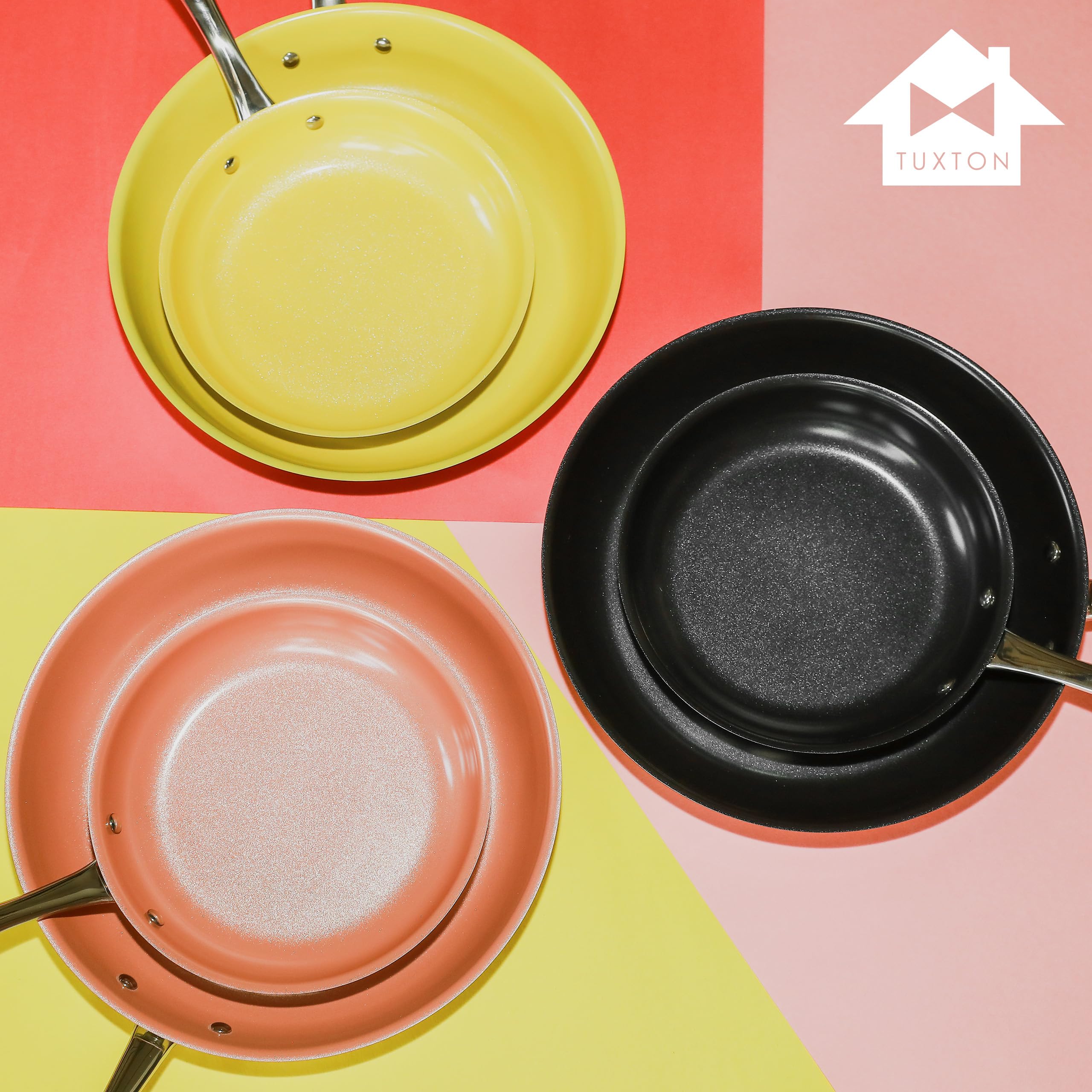 Non Stick Frying Pans Tuxton Concentrix 2pc Stainless Steel Pan Set - Stove & Oven Compatible 8 & 11in Ceramic Frying Pan with Riveted Handles Cobalt Blue