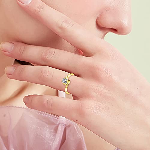 DIYA 4-Prong-Setting 1 Carat Moissanite Diamond Rings 14K Gold Plated Personalized Custom Engraved Anniversary Engagement Wedding Band Promise Rings for Her (10.0)