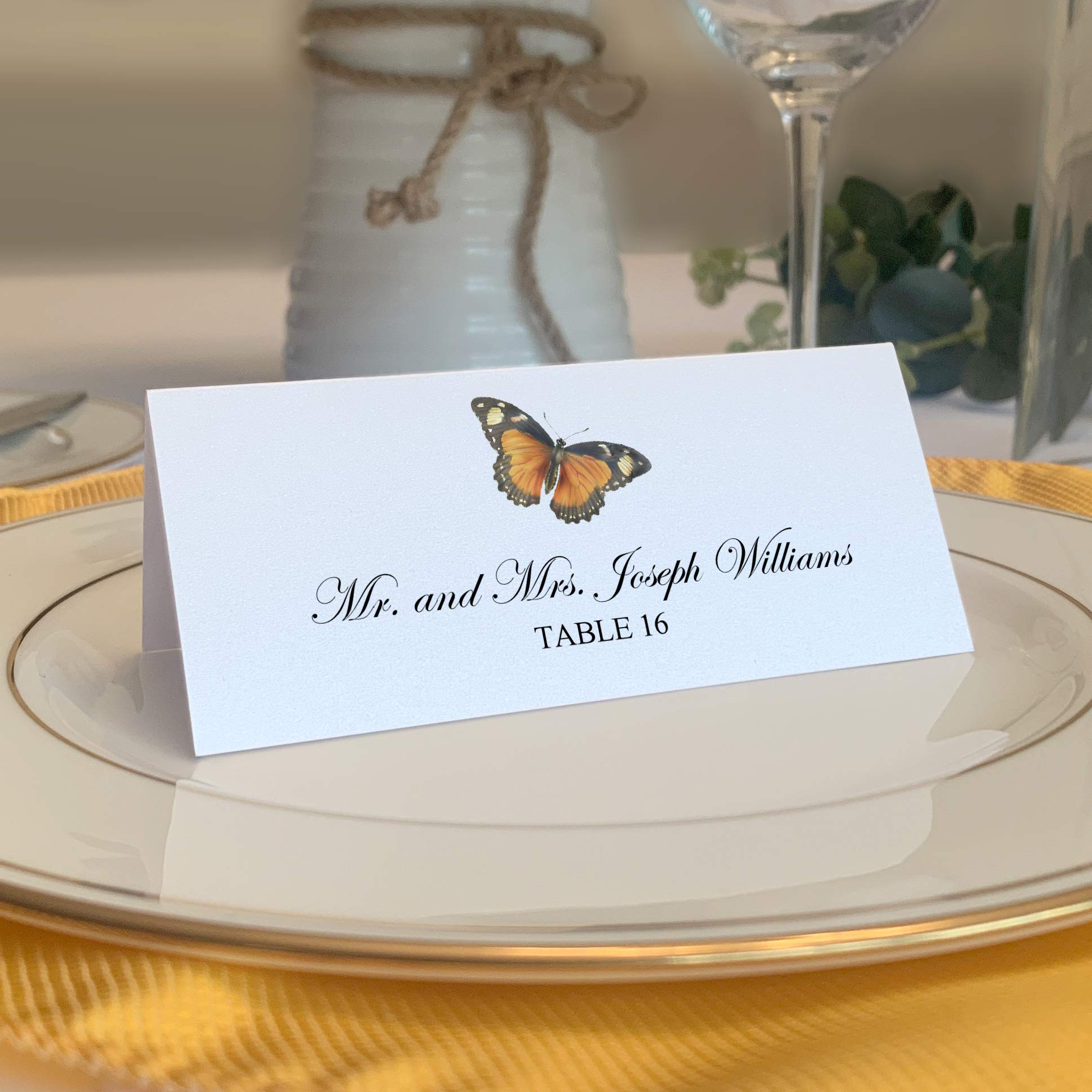 Monarch Butterfly Place Cards, Set of 25, Pre-cut and Scored - Wedding, Party, Dinner, and Special Events - Made in the USA