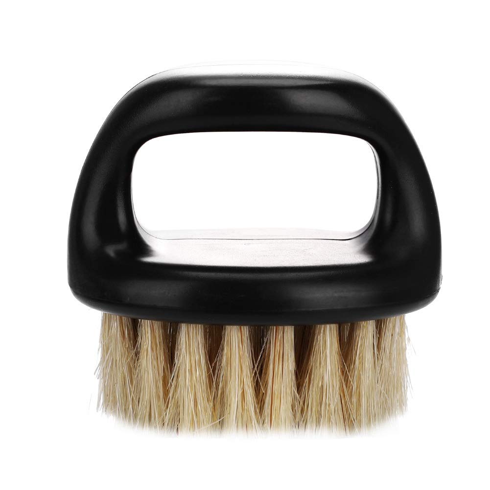Delaman Beard Mustache Brush, Wild Boar Fur Shaving Brush for Men Grooming Beard Mustache Trimming, Salon Shaven Tool (Color : #1 Black+White)