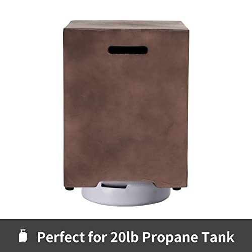 HOMPUS Propane Tank Cover Table 16 inch for Fire Table, 20lb Gallon Gas Tank Cover Table, Hideaway Concrete Grill Tank Table, MgO Tank Storage Box, Outdoor Side Table for Fire Pit, Patio, Dark Bronze