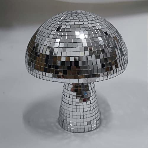 Mxkoso Mushroom Disco Ball for bar, Party, Room, Table Decor - Mirror Disco Ball Mushroom Shape Home Art Decorations (Silver 4 inch)