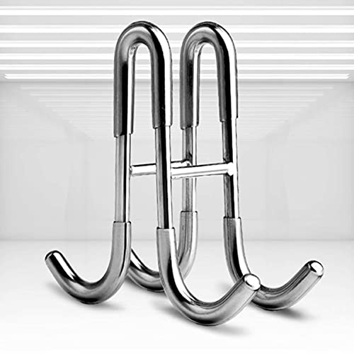 Maxfacilis Shower Door Hooks 2 Packs 304 Stainless Steel, Two Side Bathroom Frameless Door Hooks, for Robe, Towel, Squeegee, Loofah, Bathing Suits, Shaver-Silver(Two Side)