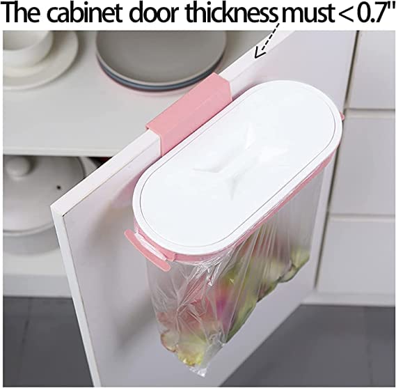 LITTLA Set of 4 Trash Bag Holder Rack, Hanging Organizer Garbage Bag Holder, with Removable Lid - Multi for Kitchen Cabinet Door Storage Cupboard, Kitchen Towel Rails Rack