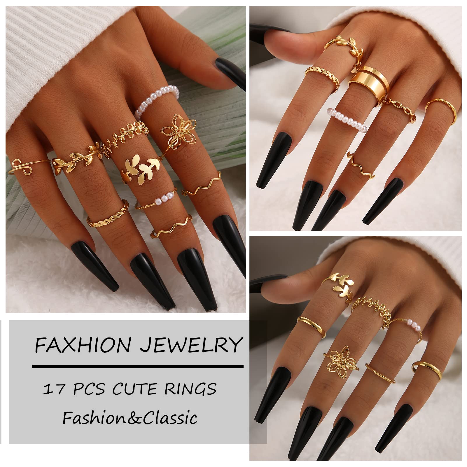 FAXHION 27 Pcs Gold Knuckle Rings Set for Women, Vintage Stackable Boho Snake Finger Rings, Midi Hollow Rings Pack (B-Silver Y2K)