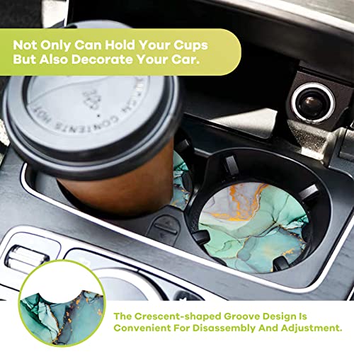 Sunflower Car Coasters for Drinks Absorbent with Cork, Cute Ceramic Car Coasters Set of 2 with A Finger Notch for Easy Removal,Auto Accessories for Women & Men