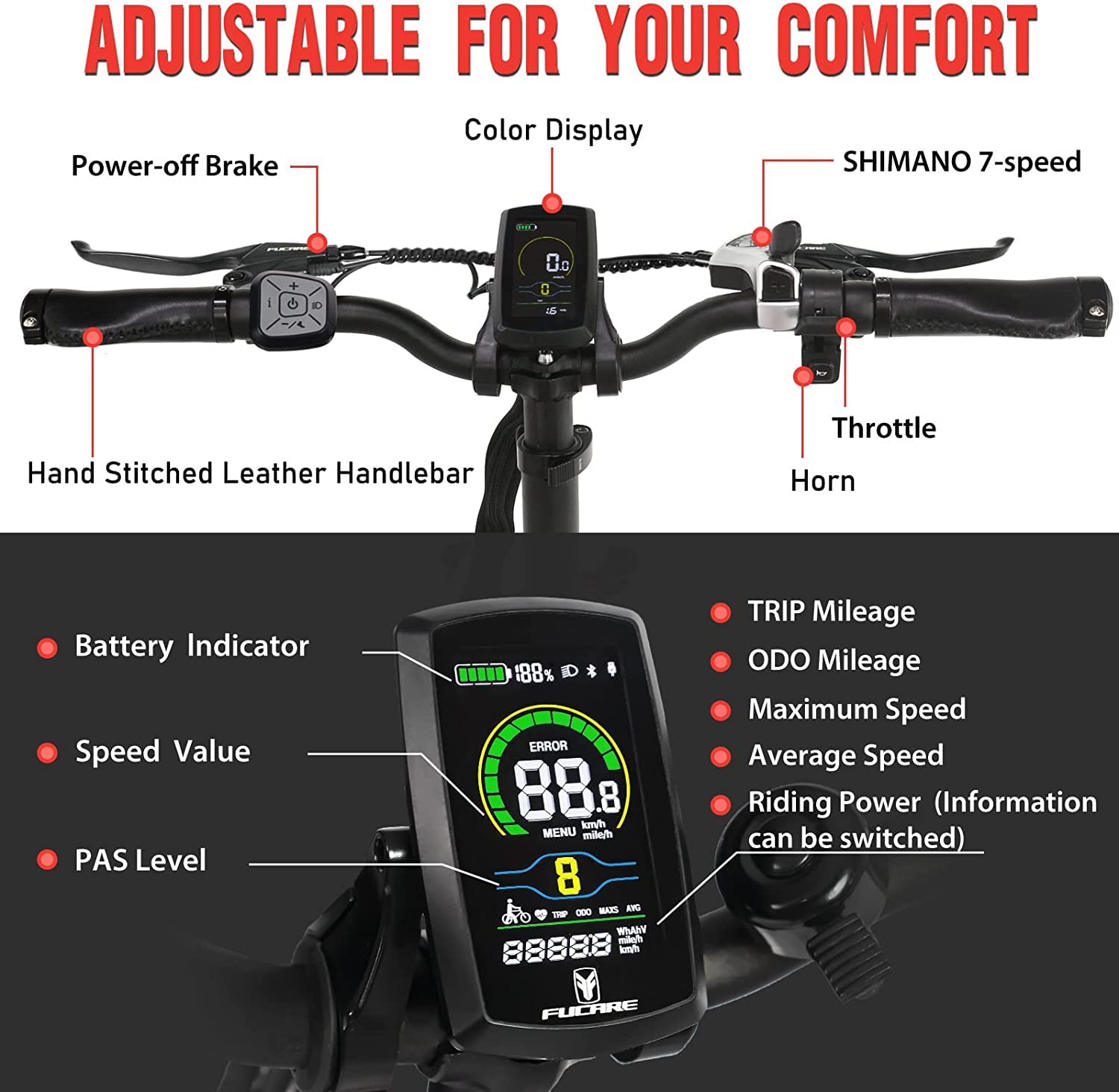 Electric Bike for Adults Foldable,Fucare 750W Motor 30mph Max Speed,48V 15Ah Removable Battery