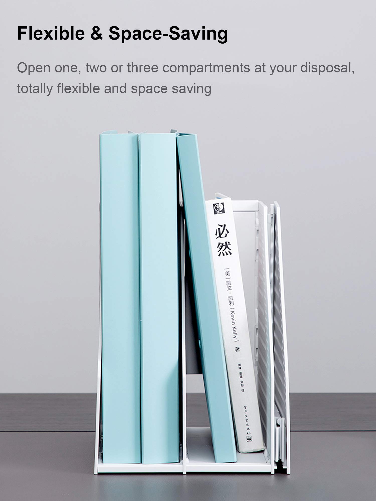 deli Collapsible Magazine File Holder/Desk Organizer for Office Organization and Storage with 3 Vertical Compartments