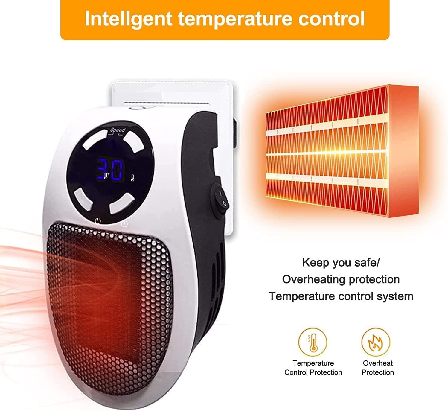 Heatzo Heater, Heatzo Heater Protable Heater, Portable Space Heater, Small Space Heaters Mini Top Heat Plug In Wall Heater, Indoor Electric Space Heaters (1pc)